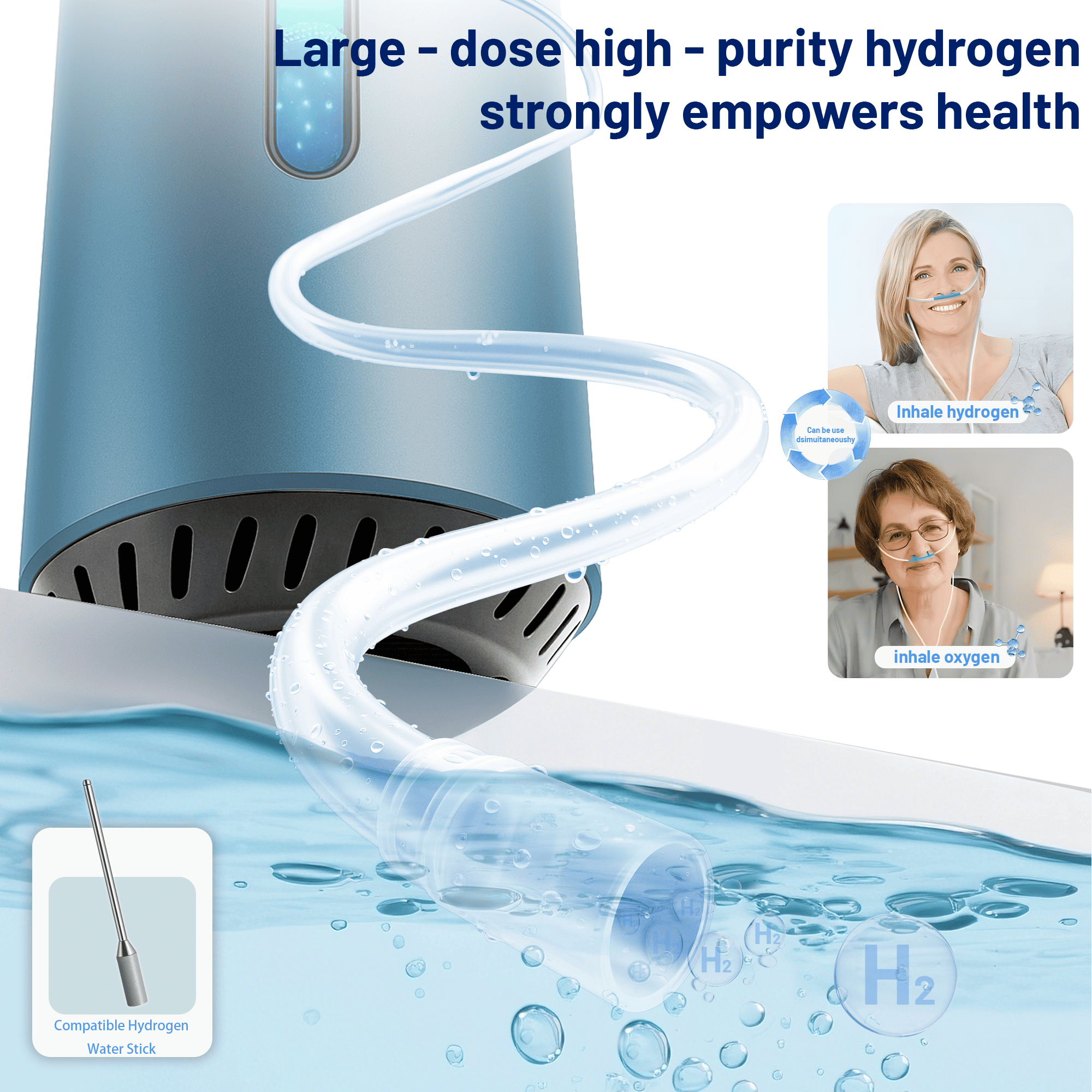 Hydrogen Inhalation Machine 225ml/min PEM Tech Hydrogen Generator 99.99 ...