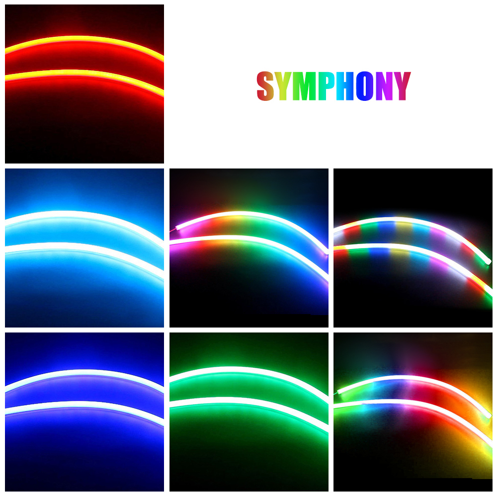2Pcs Universal Car DRL LED Light Bar RGB Flow Turn Signal 12V Yellow ...