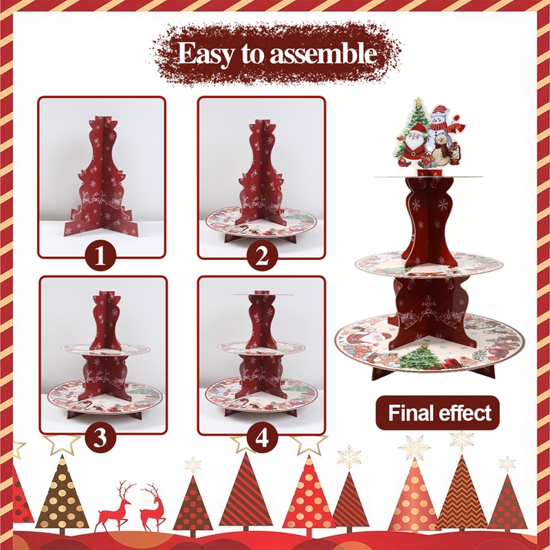 Christmas Santa Claus Cake Stand 3 Tiers Red Fruit Dessert Display ...