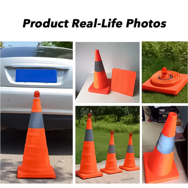 Foldable Safety Security Traffic Cone with Warning Light Telescopic ...