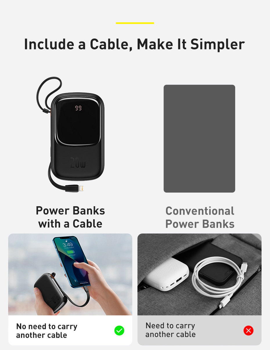 Baseus Qpow Pro CCC Certification Power Bank 20000mAh 20W Digital ...
