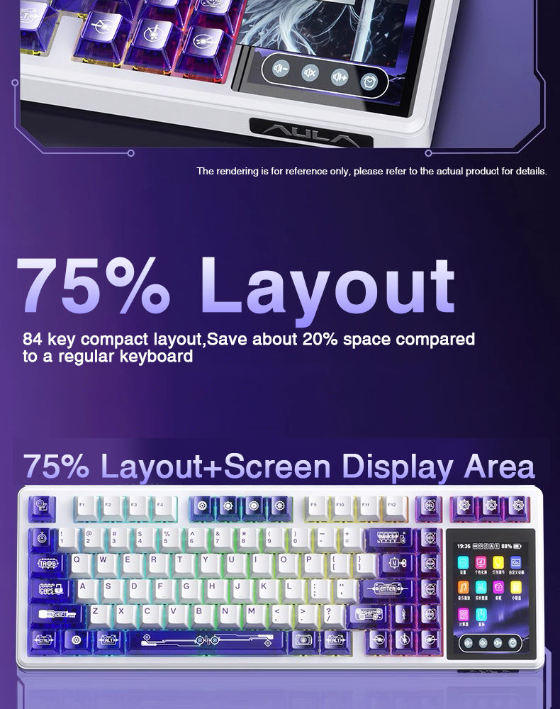 AULA L99 Smart Display Mechanical Keyboard Tri-Mode Touch Control ...