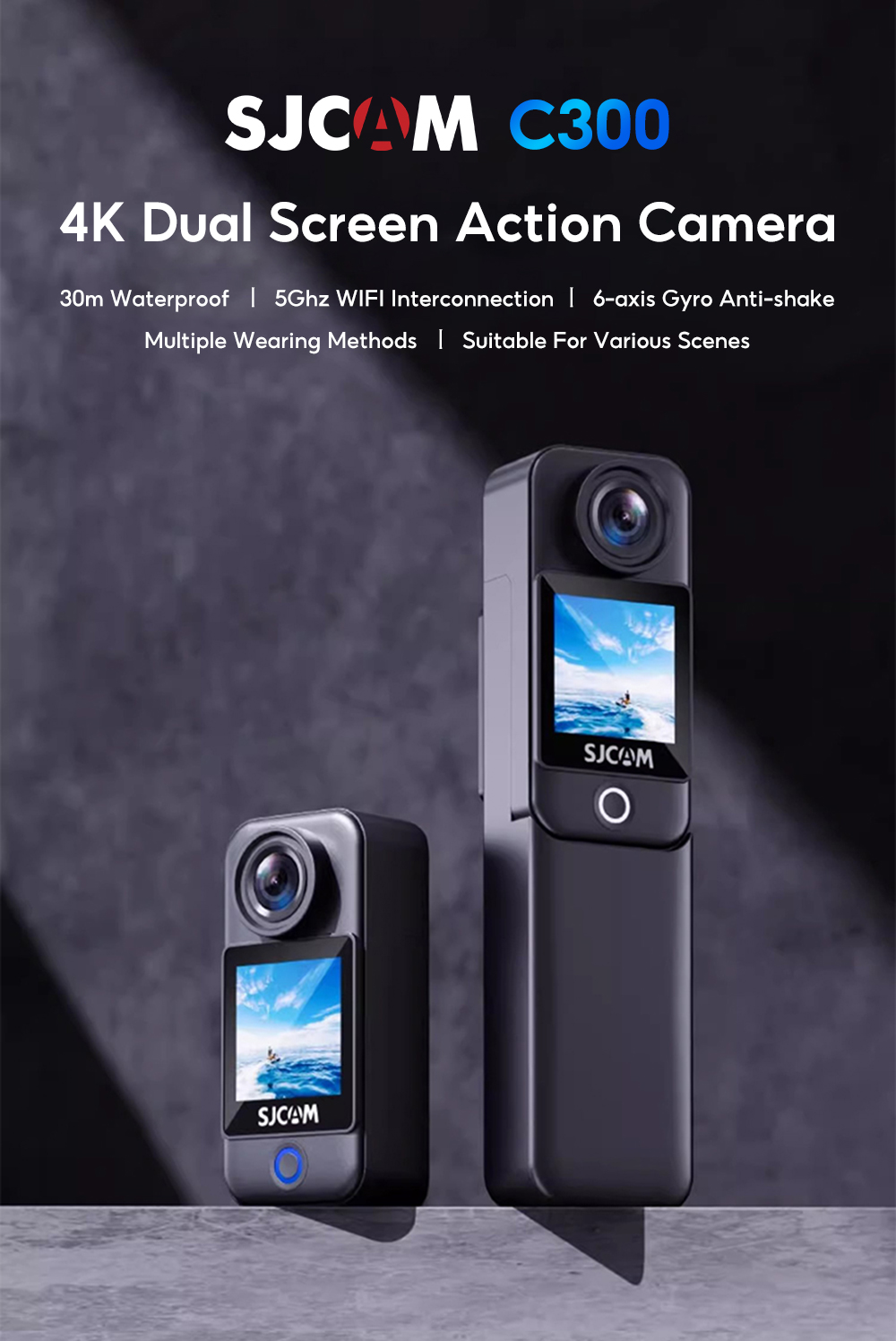SJCAM C300 Action Camera 4K/30FPS Dual Screen WiFi Waterpfoof Outdoor ...