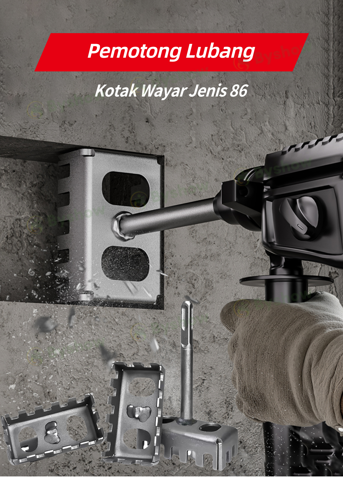 Byshow Penggerudi Lubang Segi Empat Manganese Steel Square Hole Punch ...