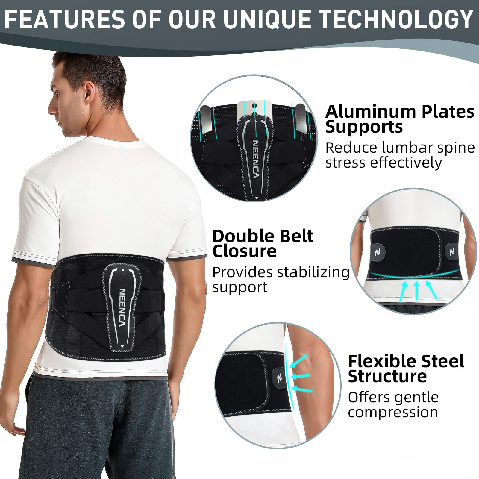NEENCA Lumbar Back Support Breathable back supporter for Sciatica ...