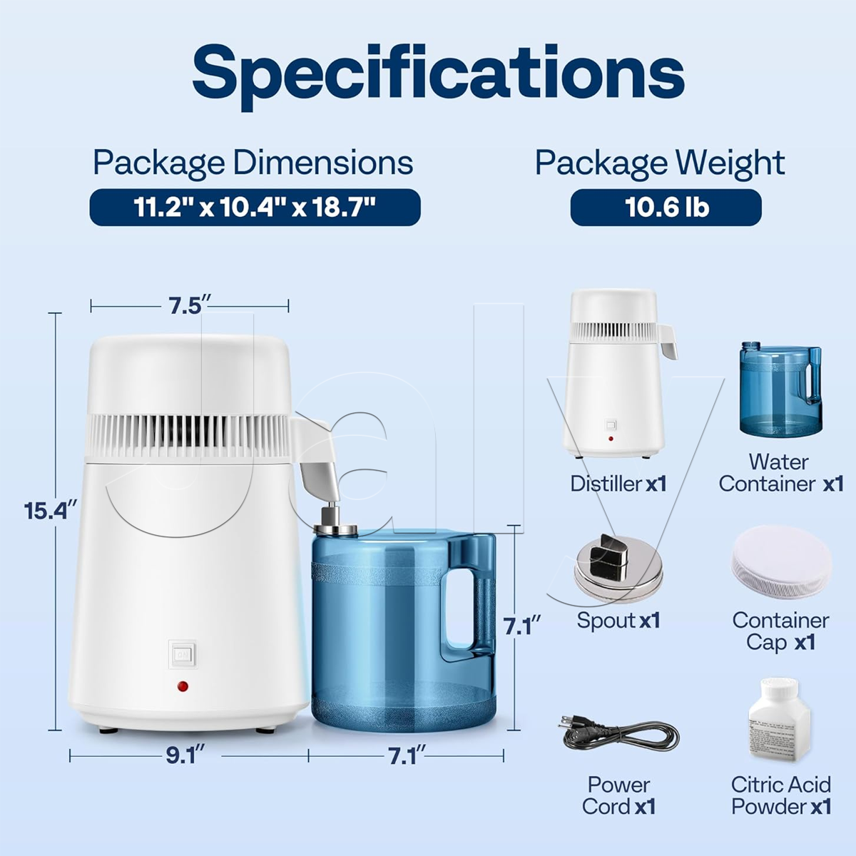 750W 1.1 Gallon/4L Water Distiller Countertop Water Distiller Machine ...