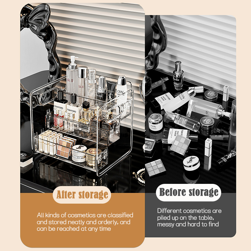 3 Layer Ladder Cosmetics Storage Rack Transparent Acrylic Desktop ...