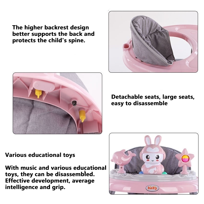 Beige Anti-fall Walker baby Foldable Anti-O-Leg with Music Height ...