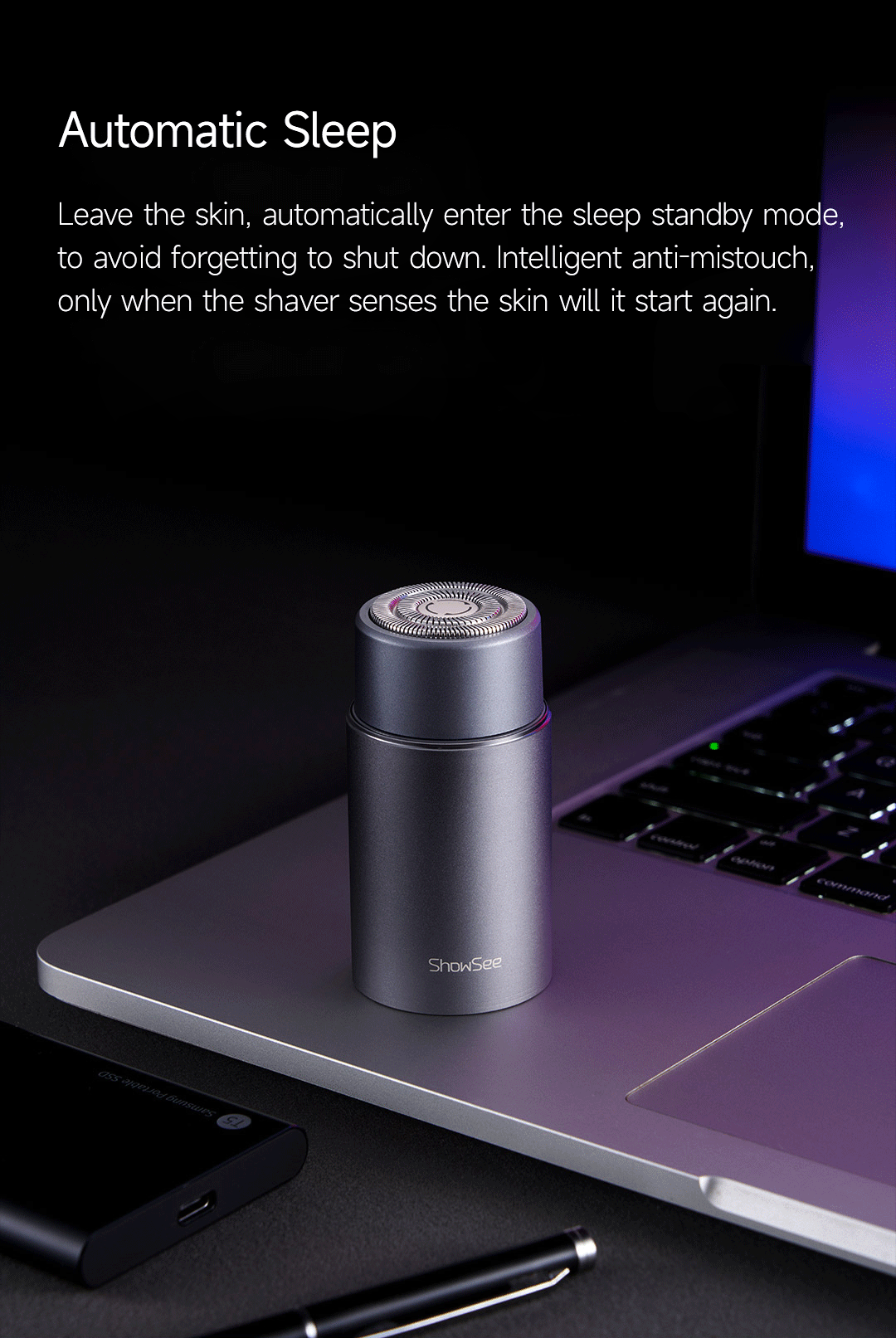 ShowSee Smart Sensor Shaver Mini Stong Power Waterproof Wireless ...