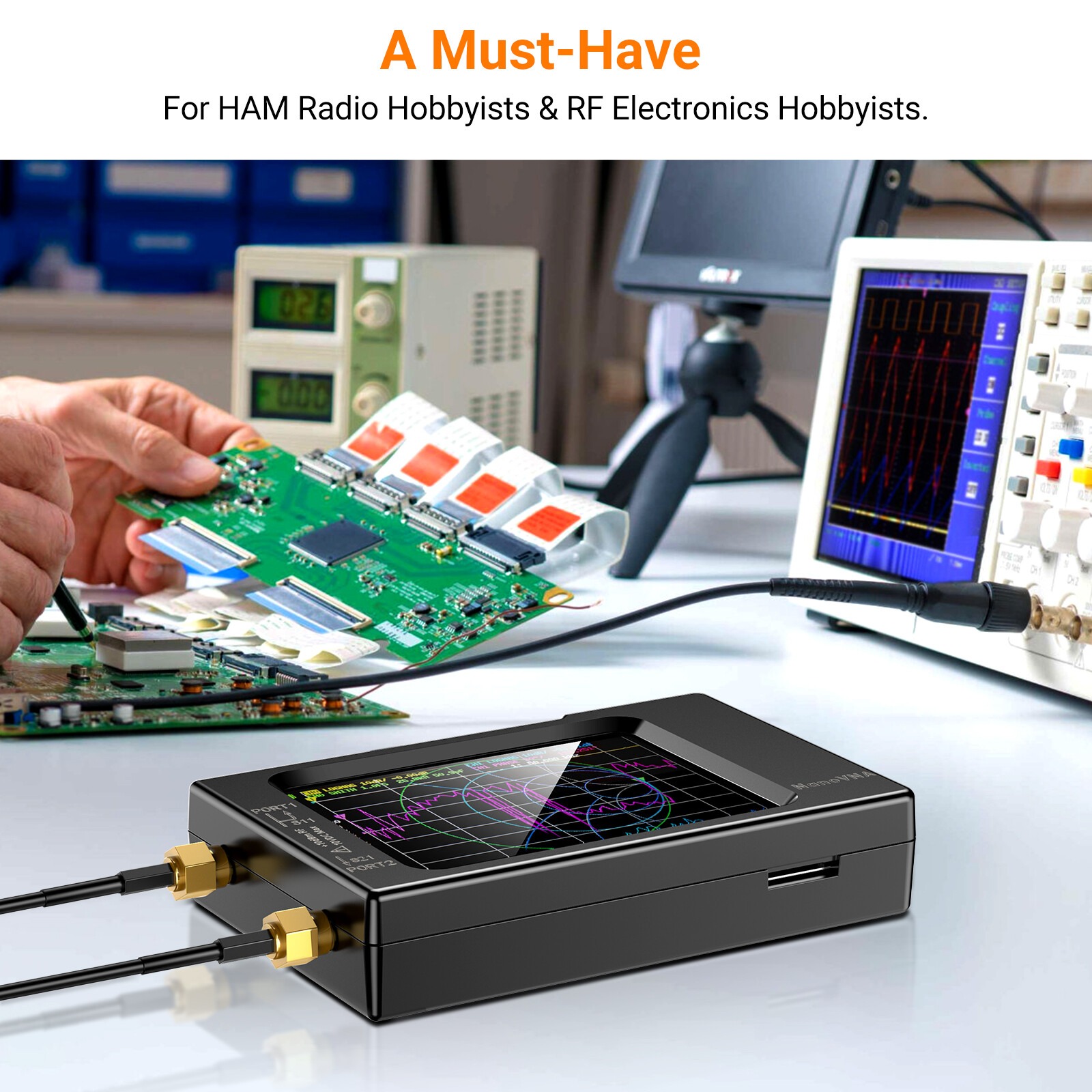 2.8 in NanoVNA-H Vector Network Analyzer MF HF VHF UHF W/ Shell Antenna ...