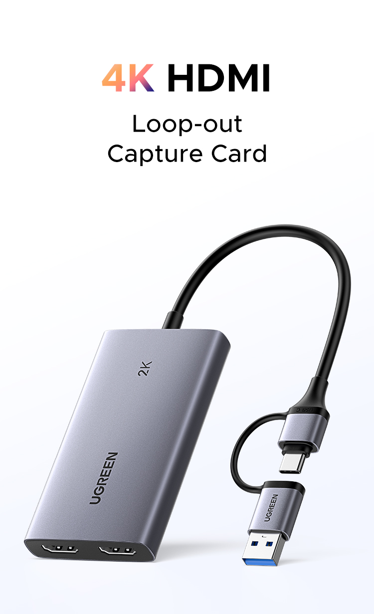 UGREEN 2 IN 1 HDMI to USB Video&Audio Capture Card 4K 30Hz Loop-out 2K ...