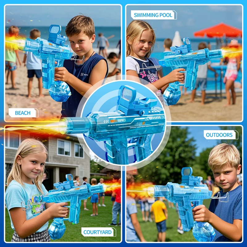 Uzi Electric Water Gun Toy Automatic Continuous Firing LED Light ...