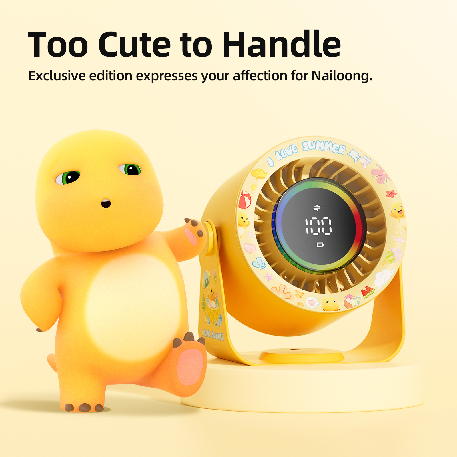 【GOOJODOQ x Nailoong】 High Speed Desktop Fan 100 Speed Digital LED ...