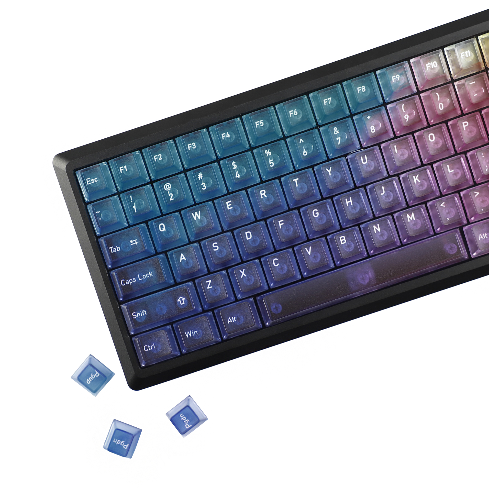 YMDK 115 Key Rainbow Gradient Theme Frosted Clear Cherry Profile PC ...