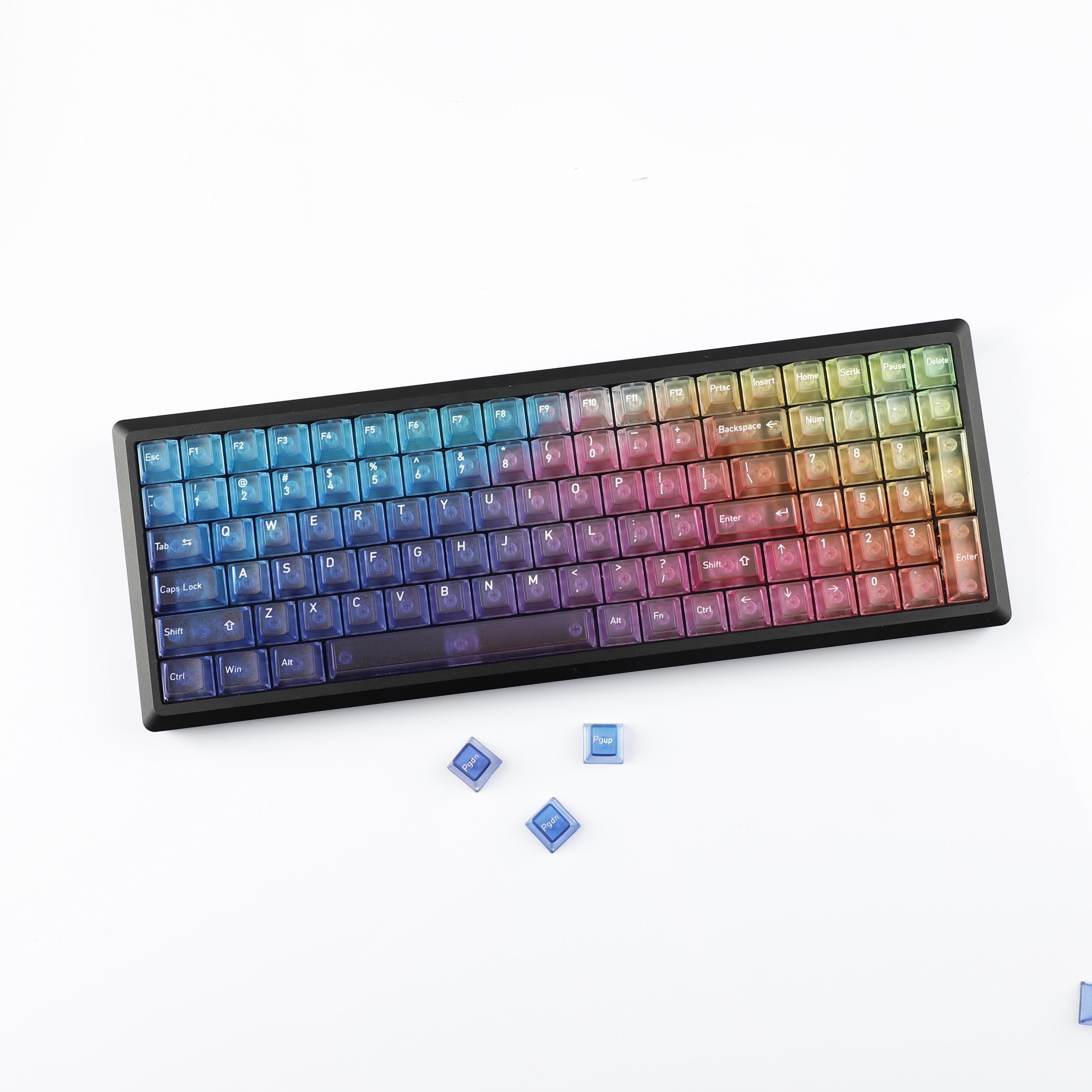 YMDK 115 Key Rainbow Gradient Theme Frosted Clear Cherry Profile PC ...