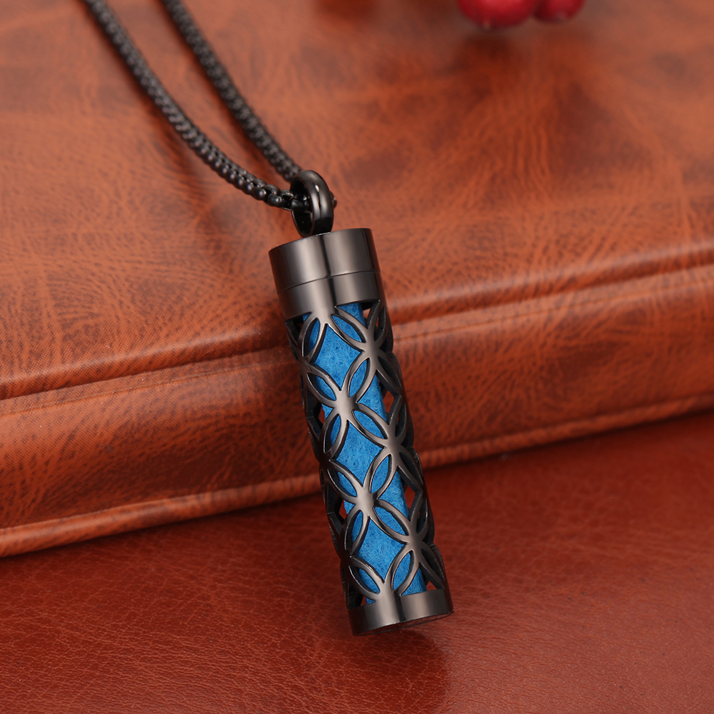 Black Stainless Steel Aromatherapy Necklace Diffuser Pendant Punk ...