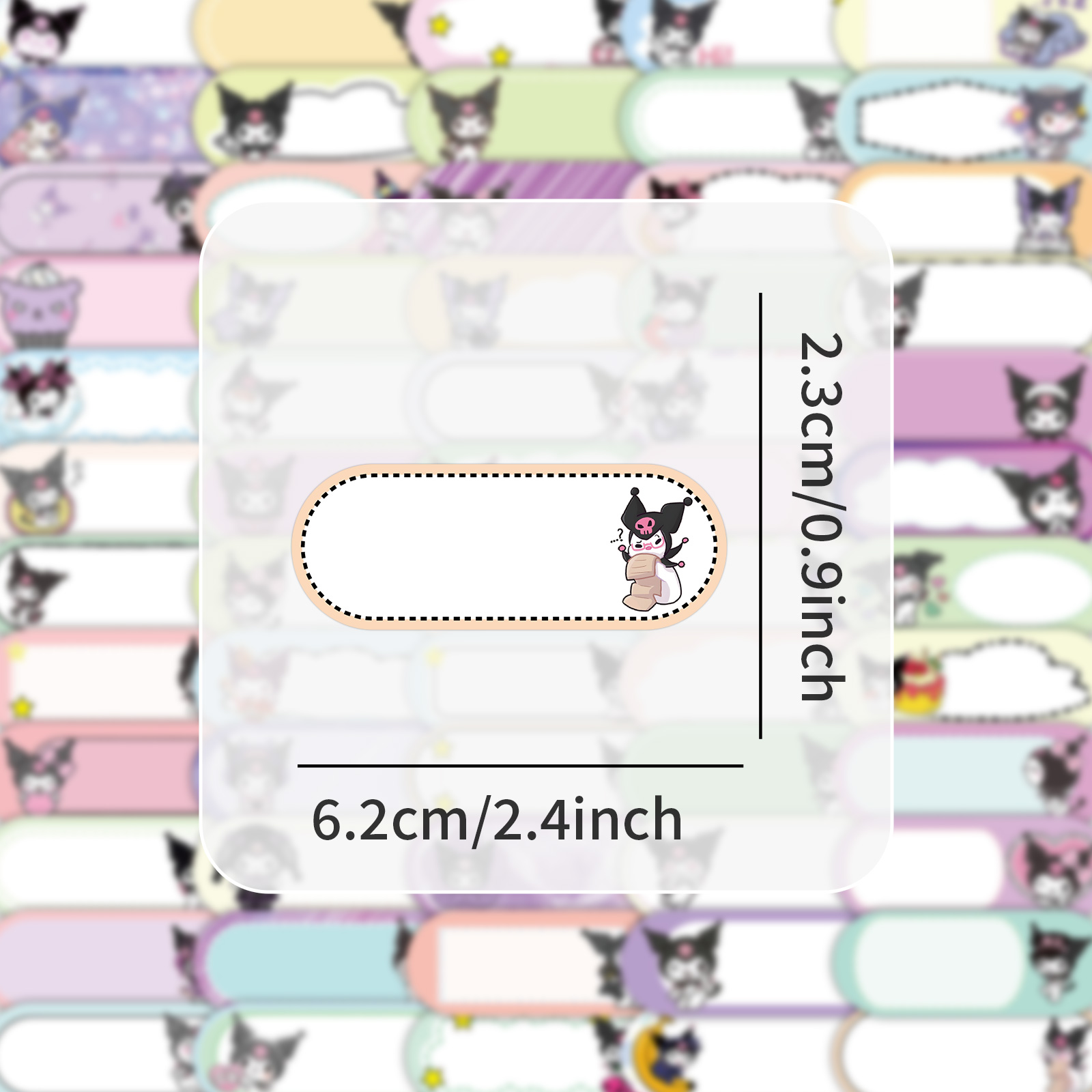 60PCS Lovely Kuromi Name Stickers For Kids Cartoon Waterproof Label ...