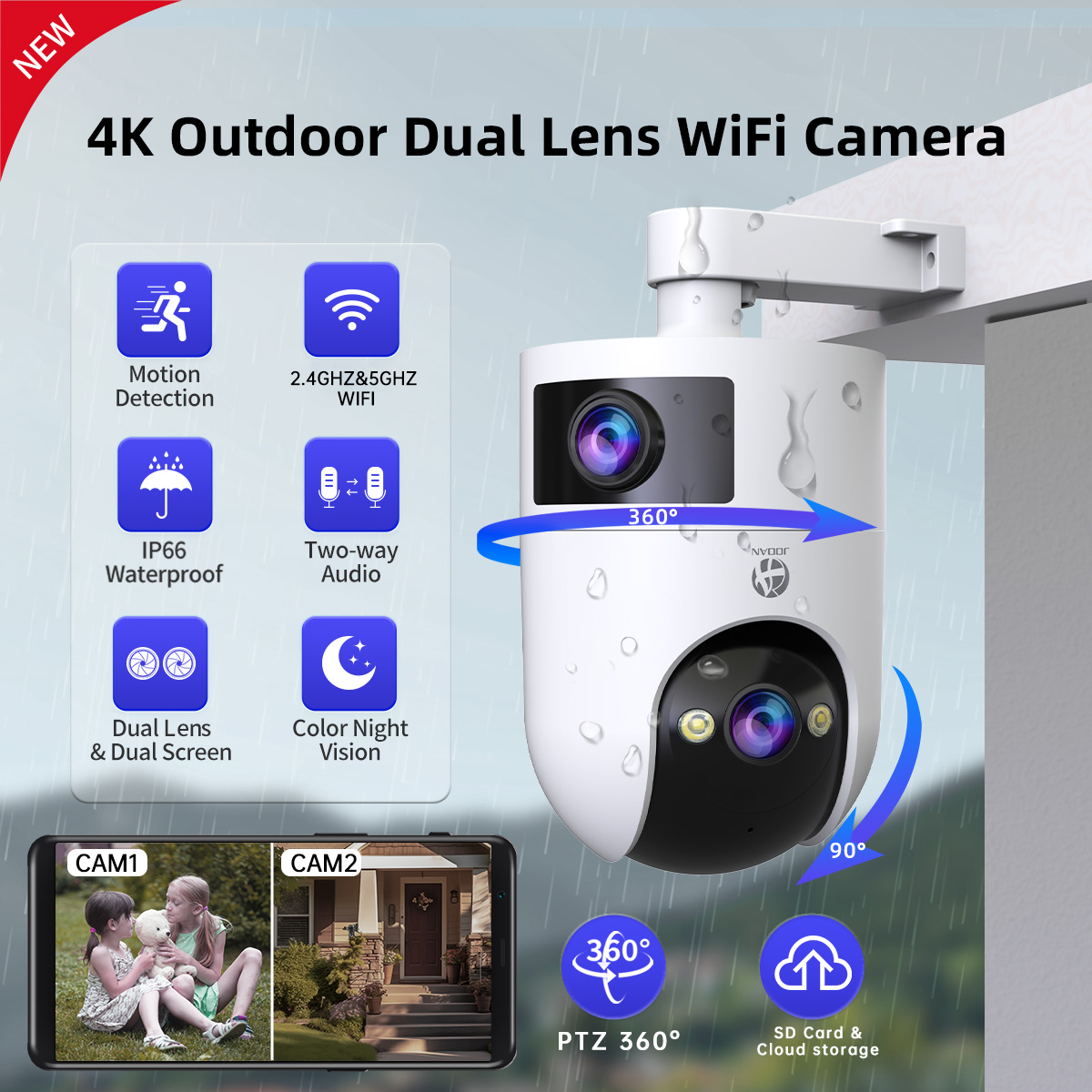 Jooan WiFi CCTV Camera Dual Lens 4K Outdoor Waterproof Security IP ...