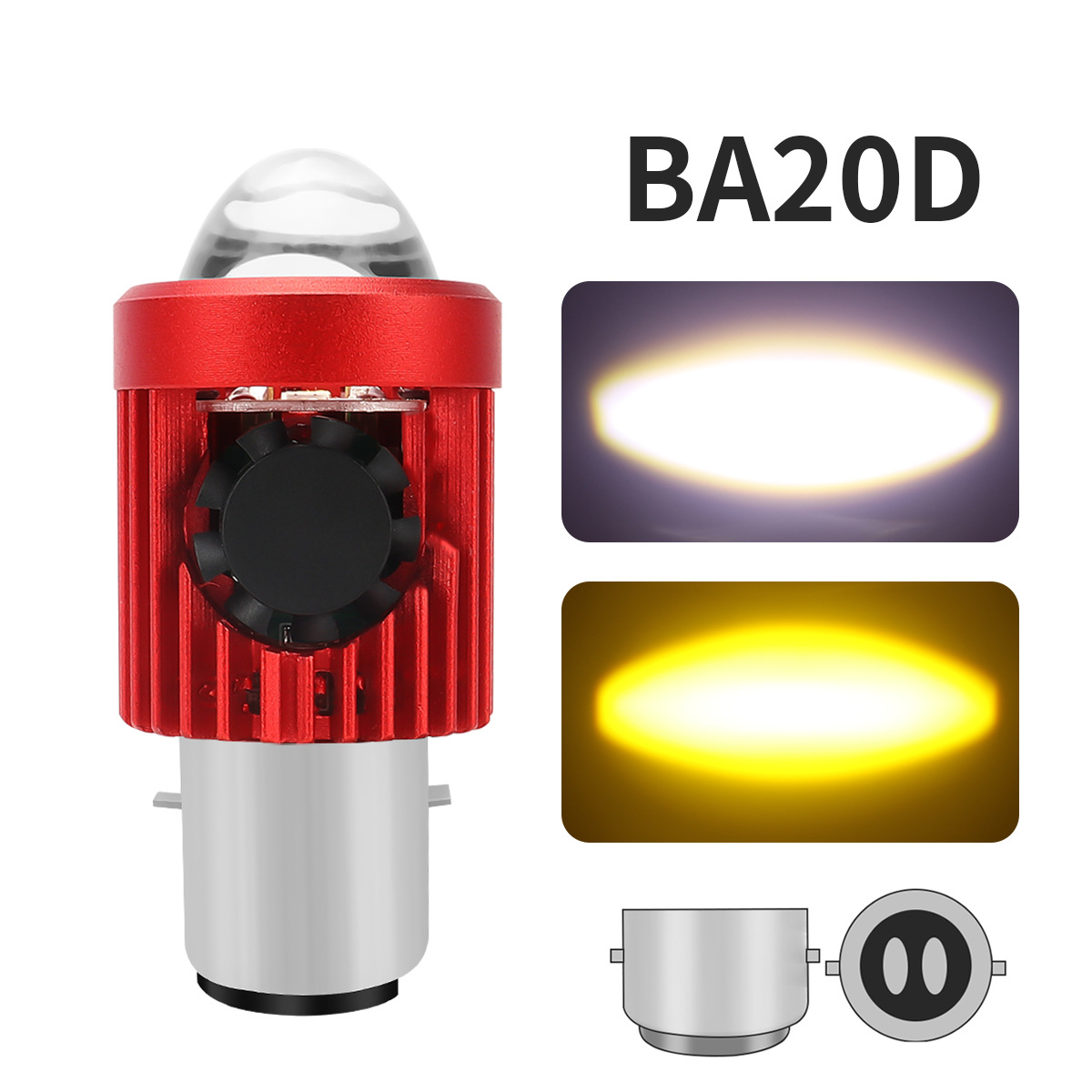 H4/H6 LED Motorcycle Headlight Bulb 8000LM 12V-80V Hi/Lo Beam CSP Lens ...