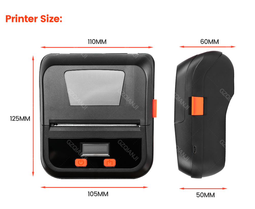 80mm Receipt Printer 3-inch Label Printer Wireless Bluetooth Thermal ...