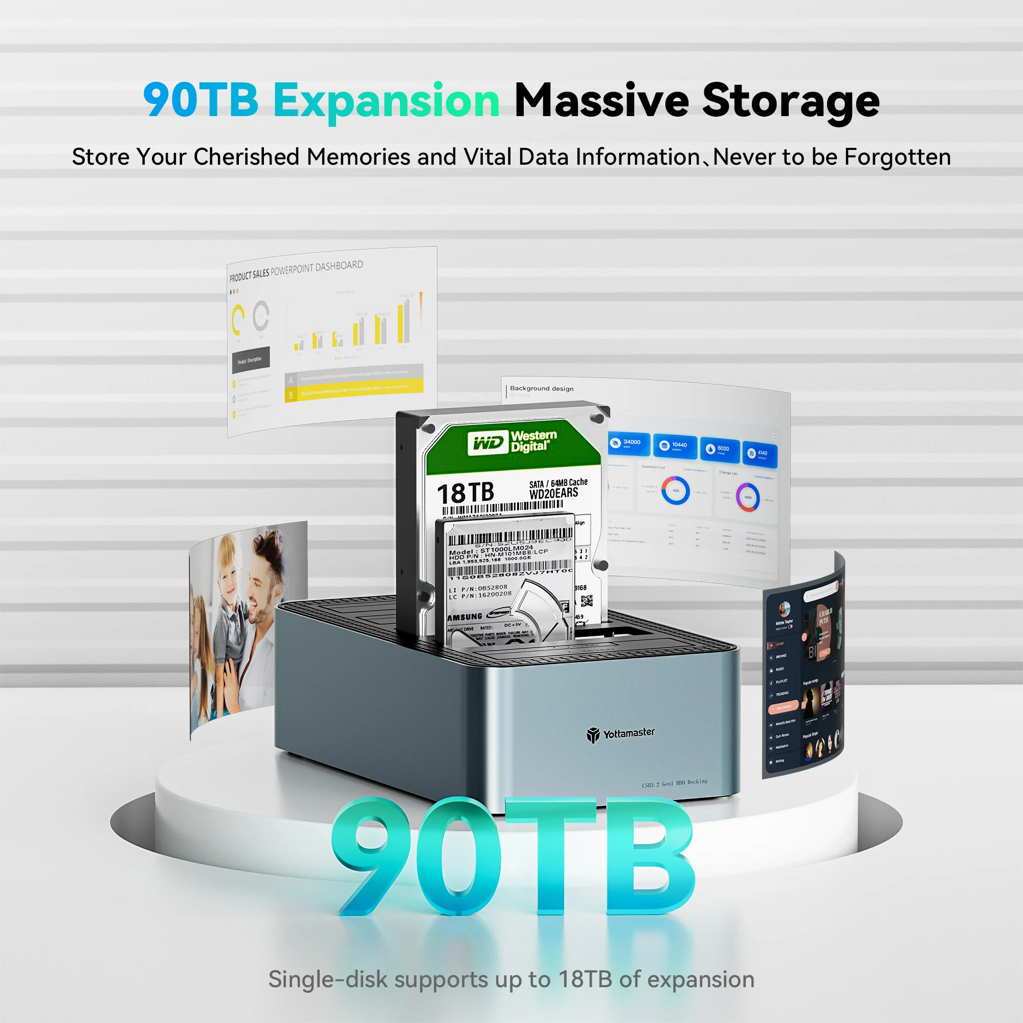 Yottamaster 4/5 Bay USB C HDD Docking Station SATA to USB 3.0 Adapter ...