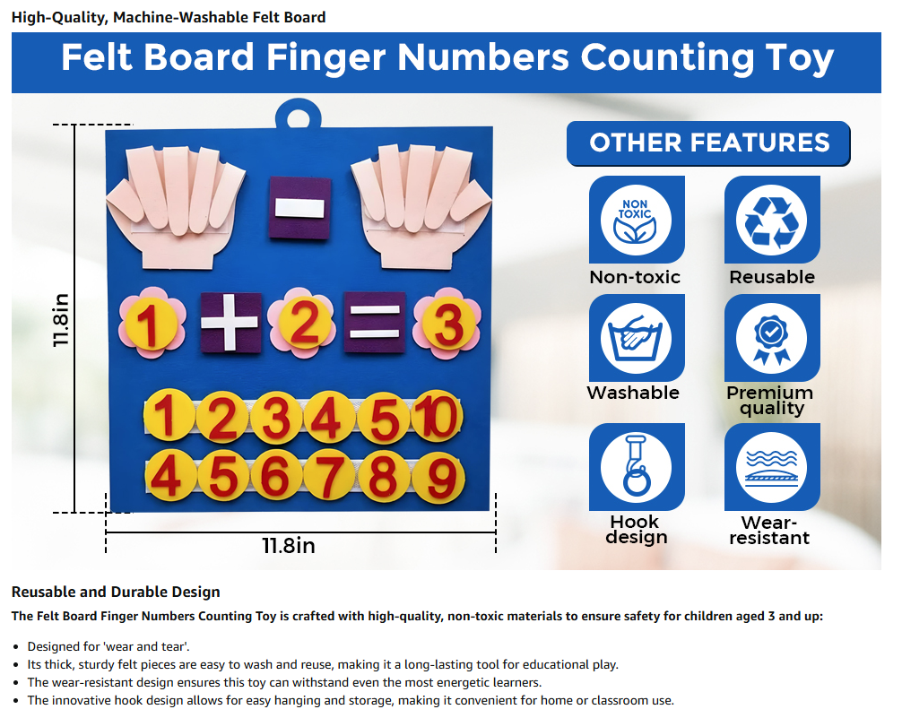 Felt Board Hand Finger Numbers Counting Mathematics Kids | Shopee Malaysia