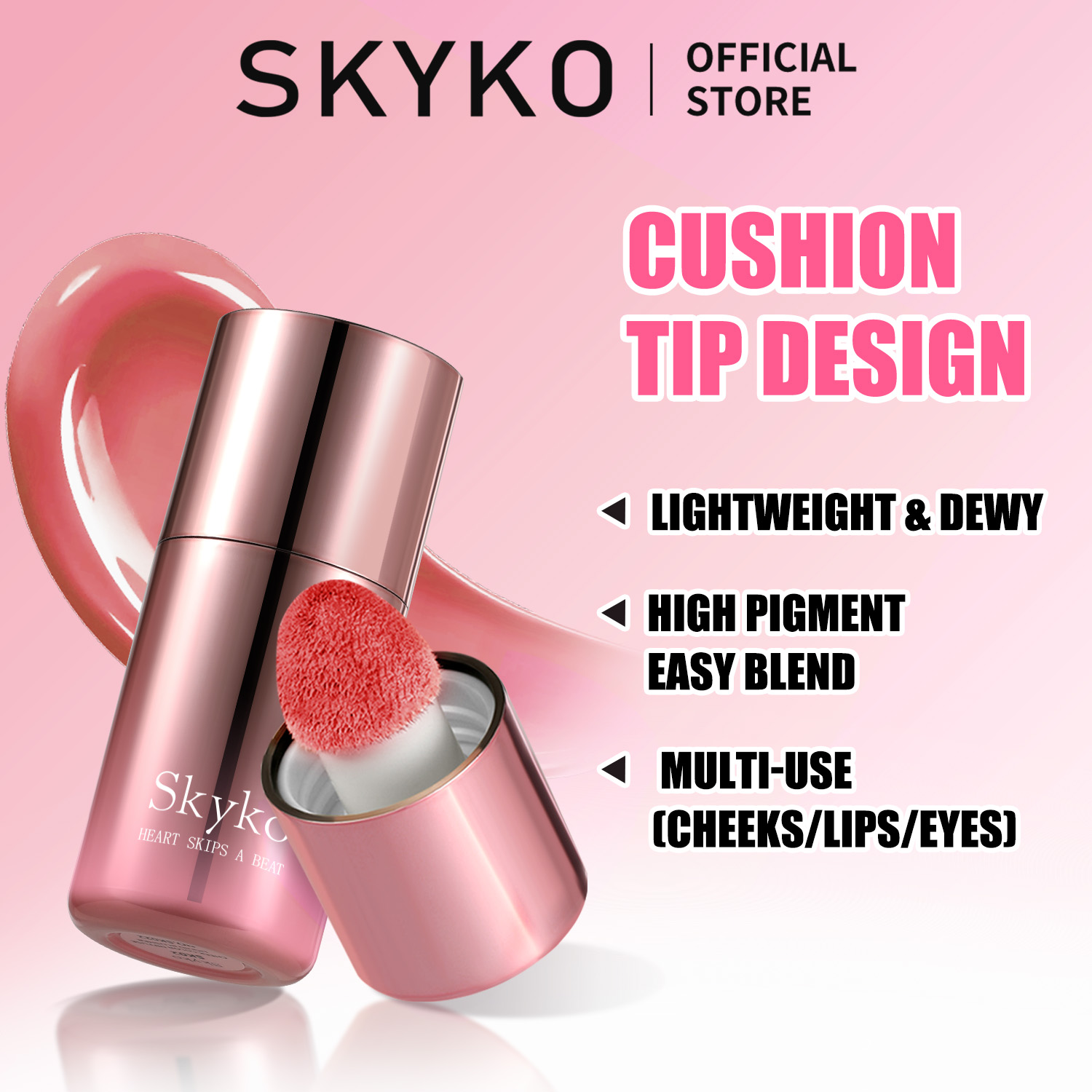 SKYKO Watery Blusher Liuqid Blush Stick High Pigmented Multi-Use 7 ...