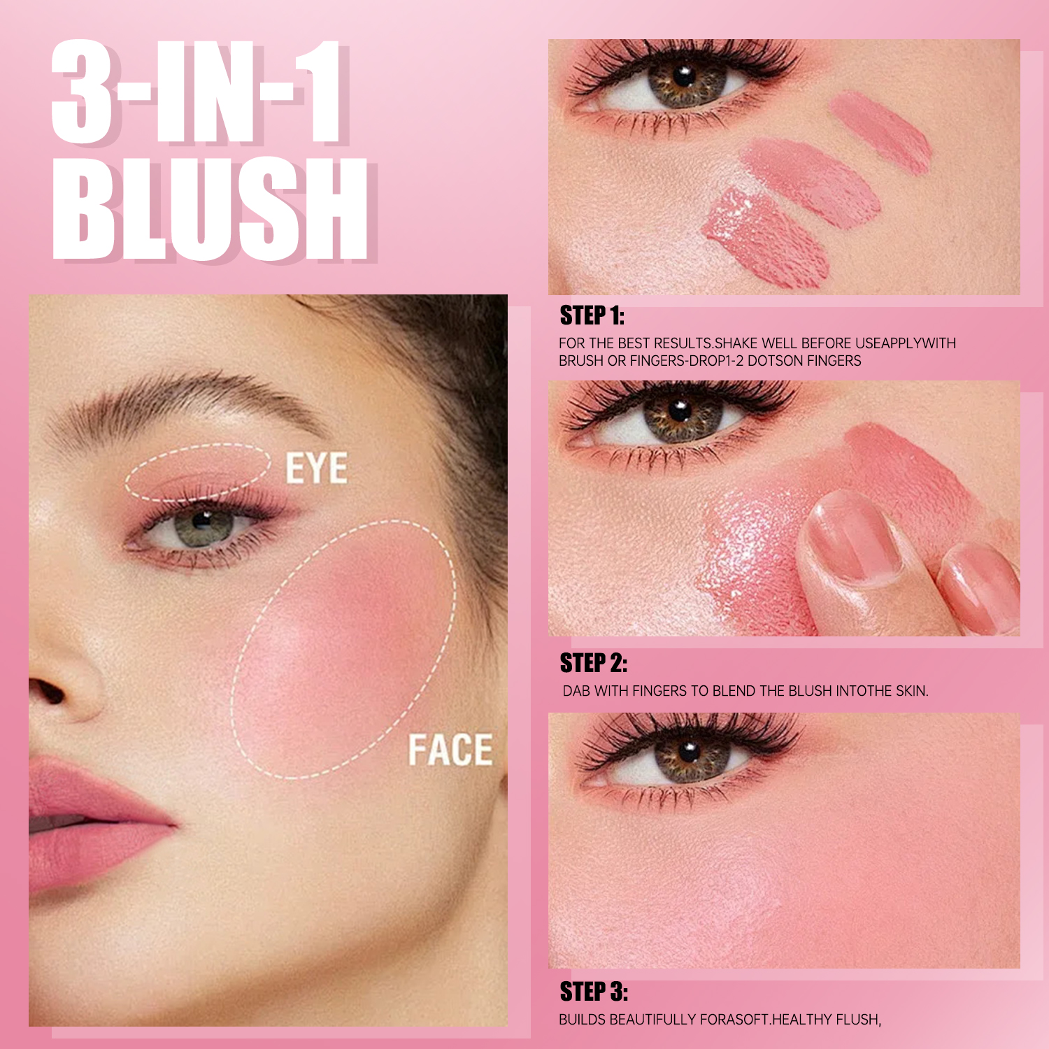 SKYKO Watery Blusher Liuqid Blush Stick High Pigmented Multi-Use 7 ...