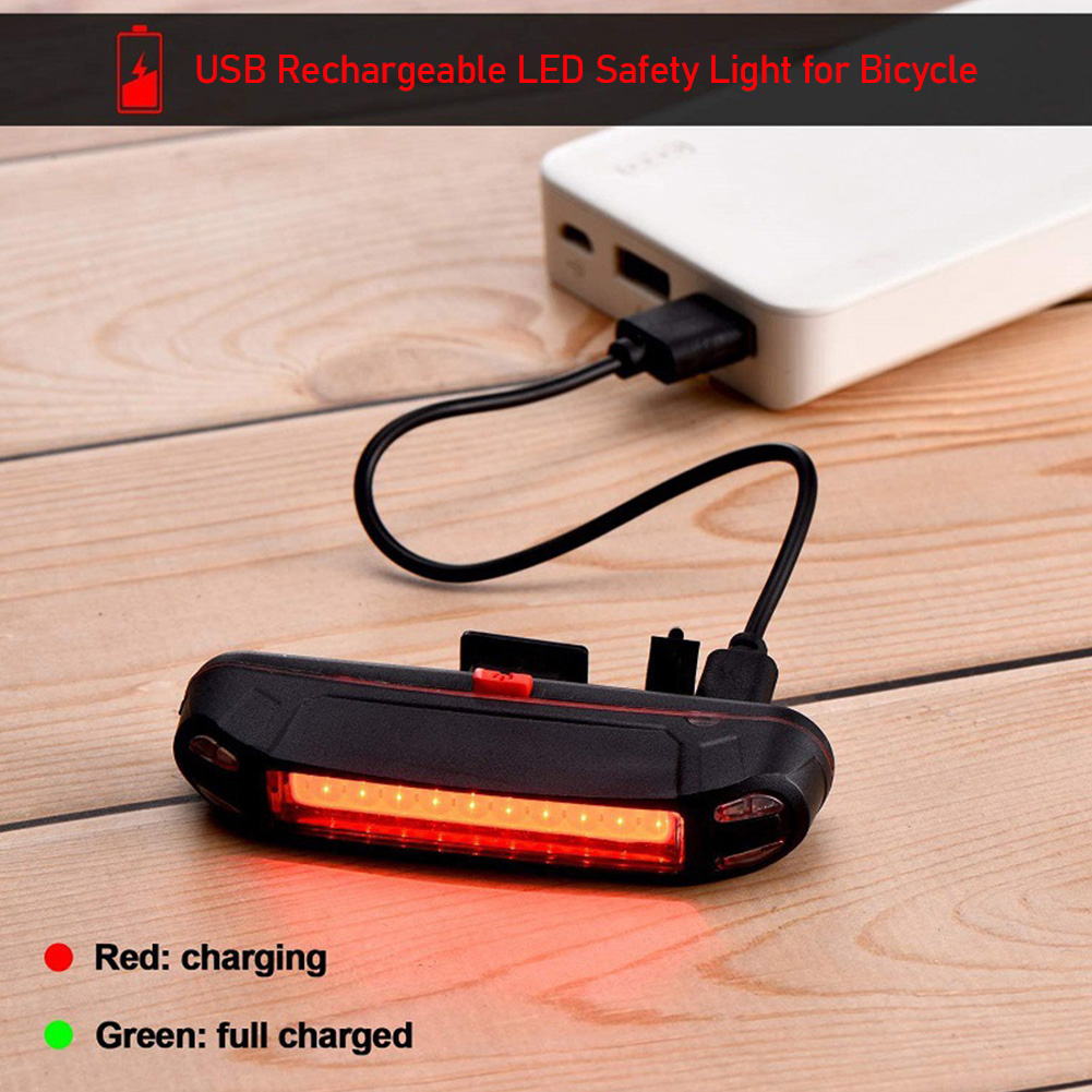 Bicycle Rear Light Waterproof USB Rechargeable LED Warning Lamp Bike ...