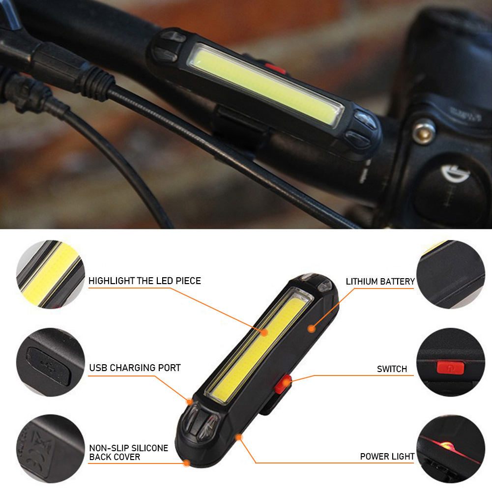Bicycle Rear Light Waterproof USB Rechargeable LED Warning Lamp Bike ...