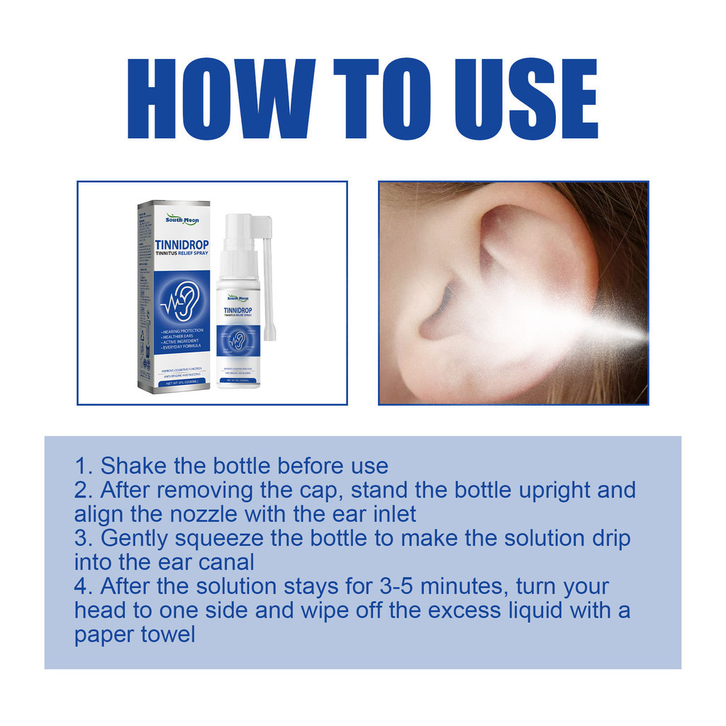 Ear Drops Spray Tinnitus Drop Tinnitus Liquid 60ml for Earwax Blockage ...