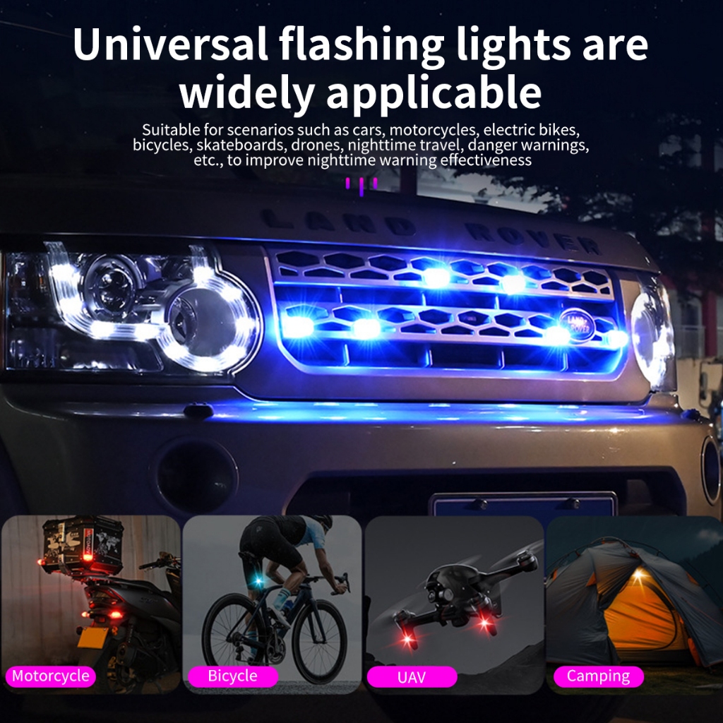 Solar Power Strobe Warning Lights LED Flashlight Night Caution Strobe ...