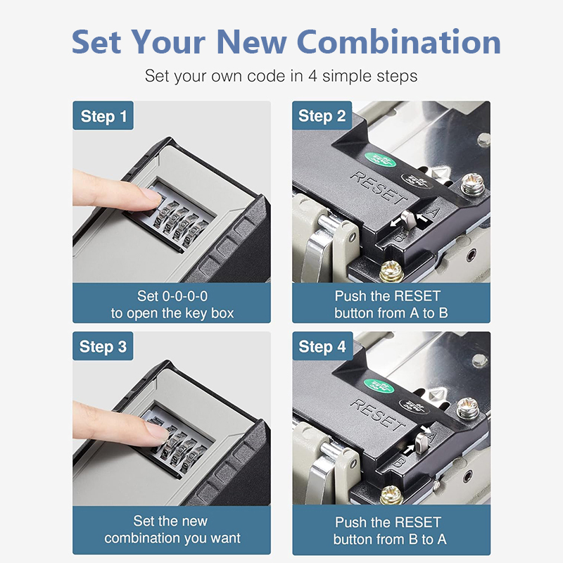 KIPRUN Key Lock Box, Large Key Storage Box with Resettable Code, 4 ...