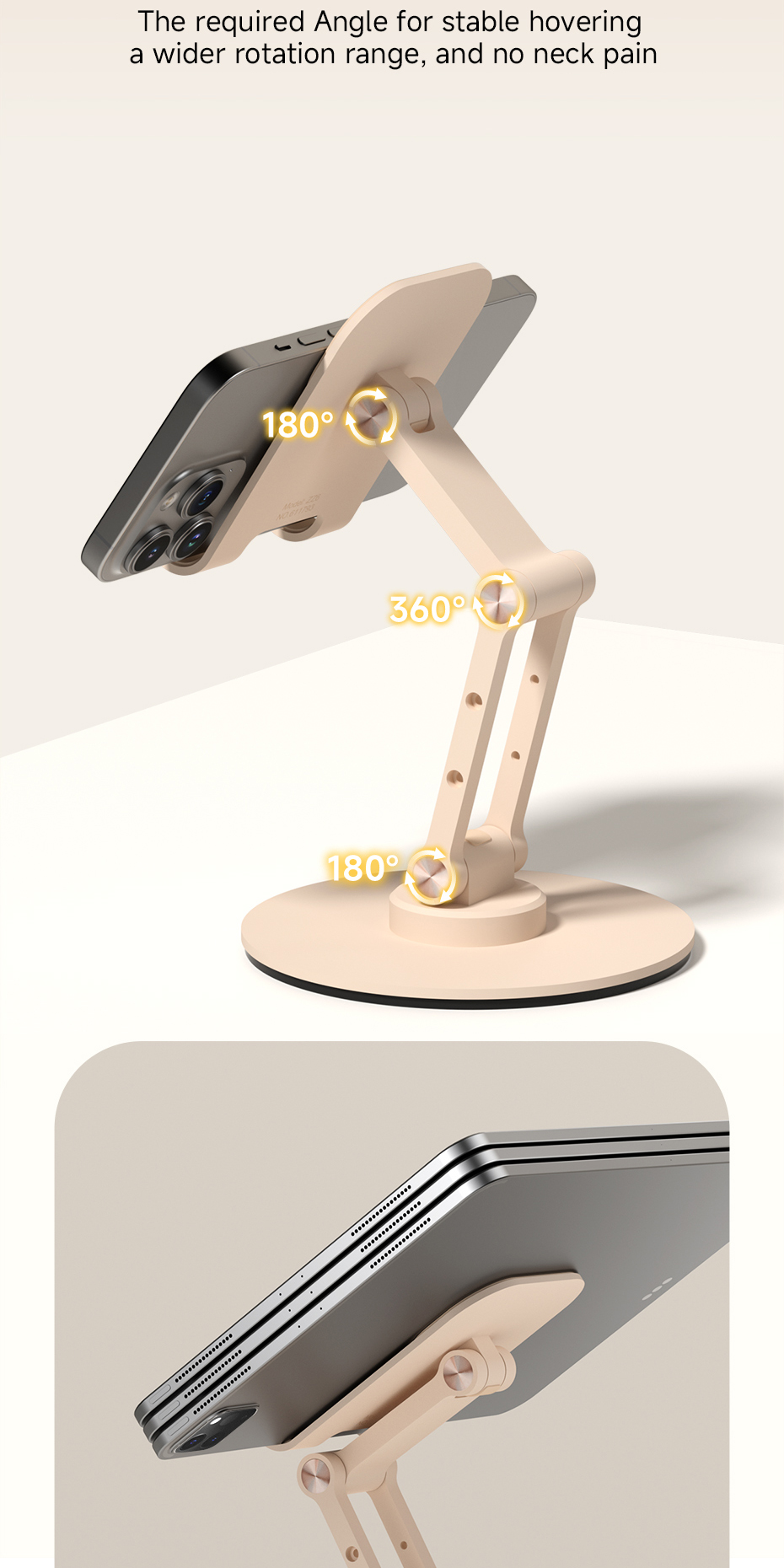 Hagibis Adjustable Cell Phone Tablet Stand 360° Rotation Aluminum Foldable Desktop Phone Holder ...