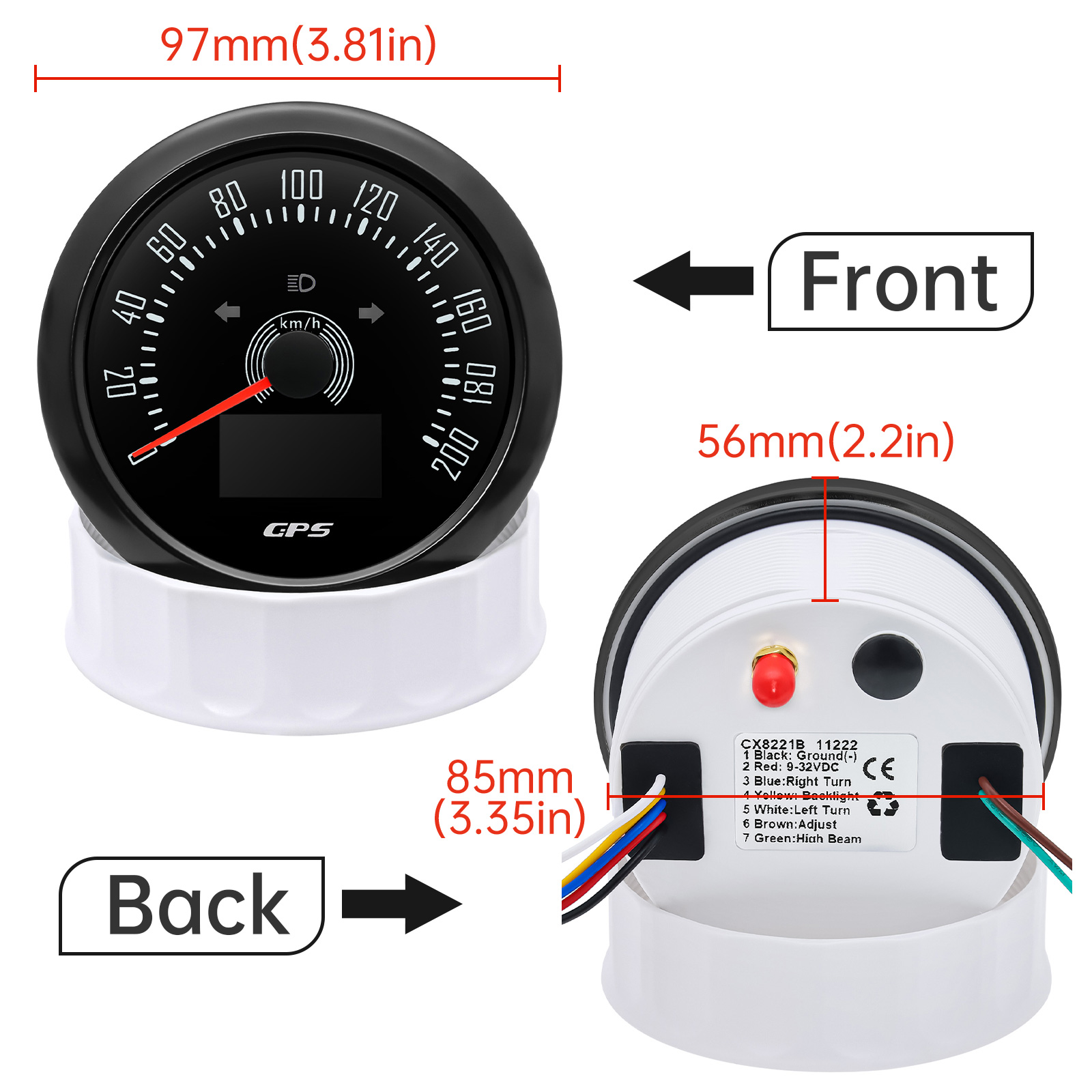200 KM/H Car Speedometer 3 In 1 GPS Speedometer With COG TRIP Mileage ...