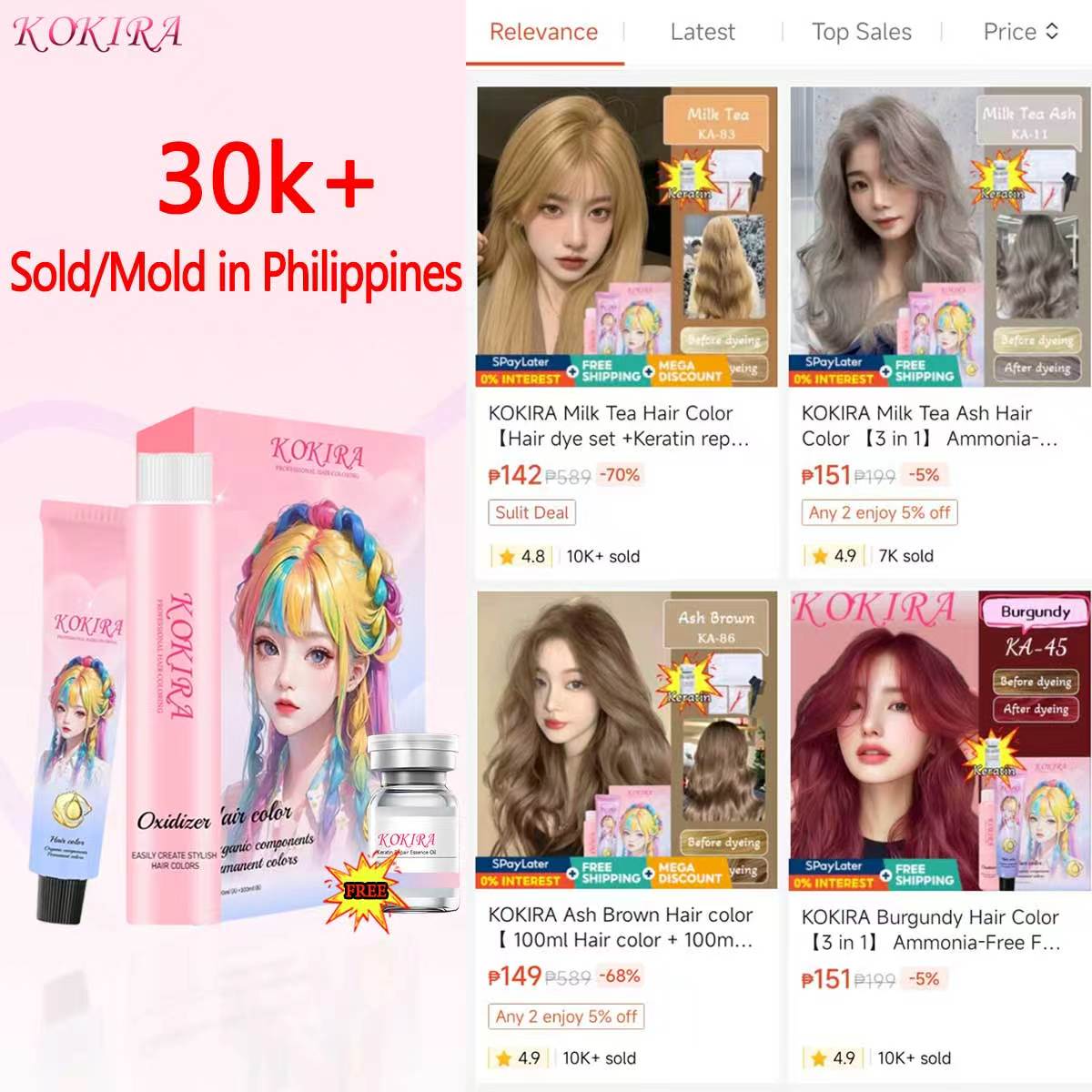 KOKIRA hair colour hair dye（hair color cream& Keratin repair essence ...