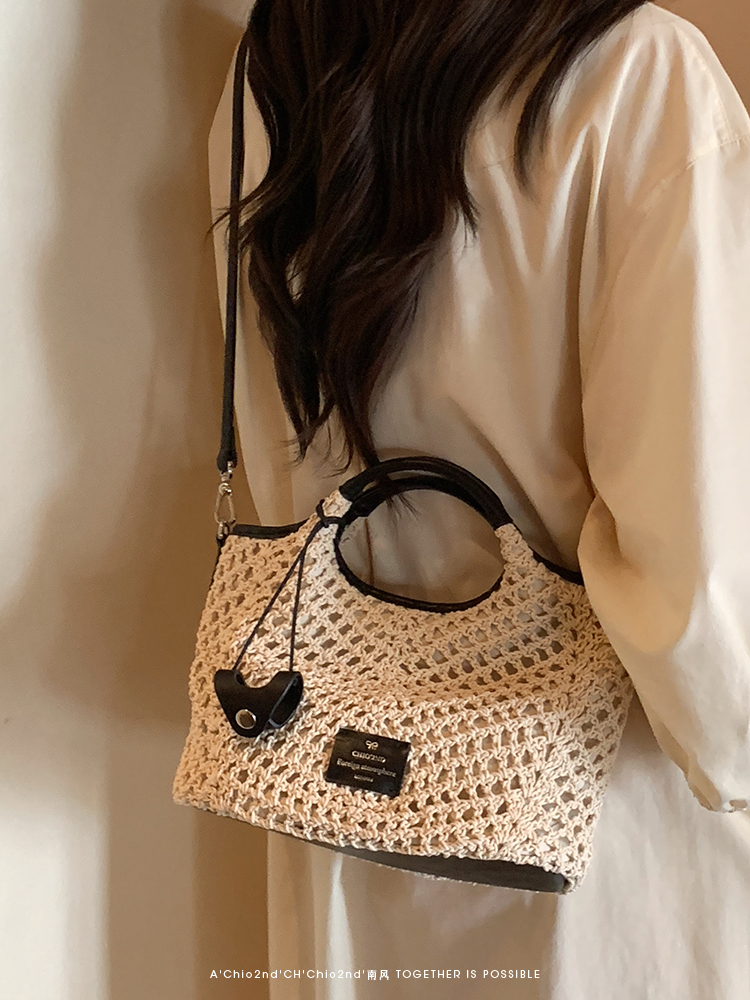 Chio2nd Small Tote Bag Women's Hollow Woven Bag Portable Shoulder ...