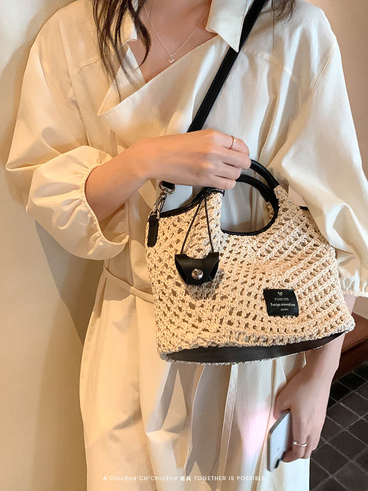 Chio2nd Small Tote Bag Women's Hollow Woven Bag Portable Shoulder ...