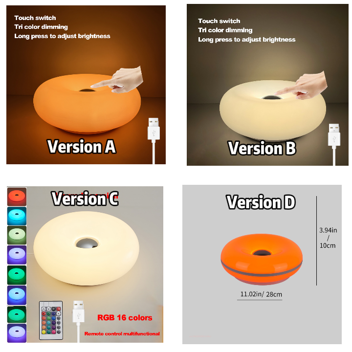 USB plug Doughnut table lamp Lampu Meja Donut Vintage bedroom bedside ...
