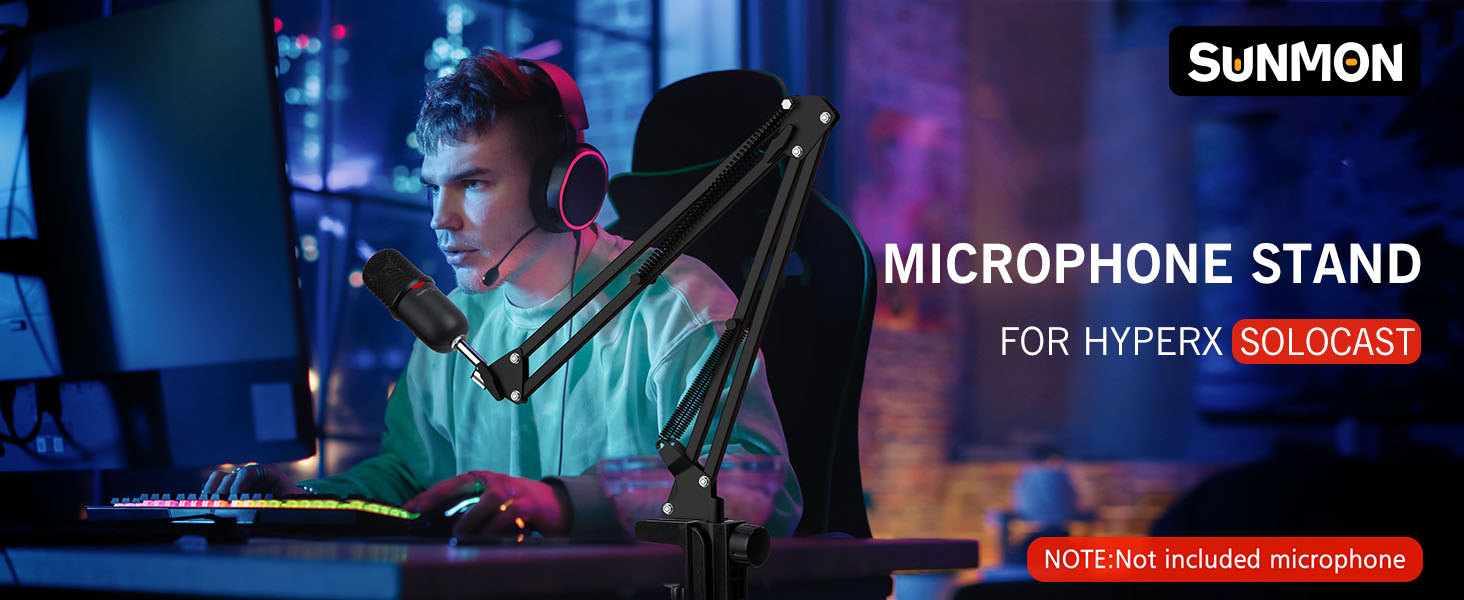 HyperX SoloCast Microphone Boom Arm Stand - Heavy Duty Mic Stand Swivel ...