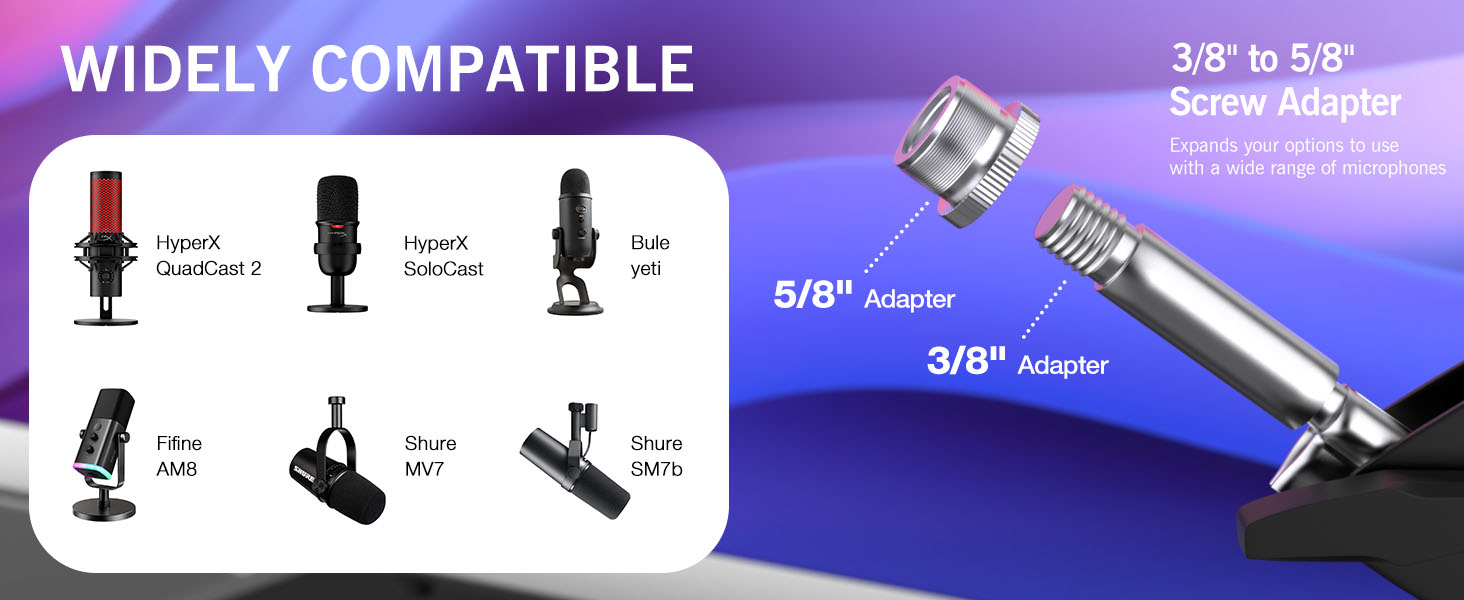 HyperX SoloCast Microphone Boom Arm Stand - Heavy Duty Mic Stand Swivel ...