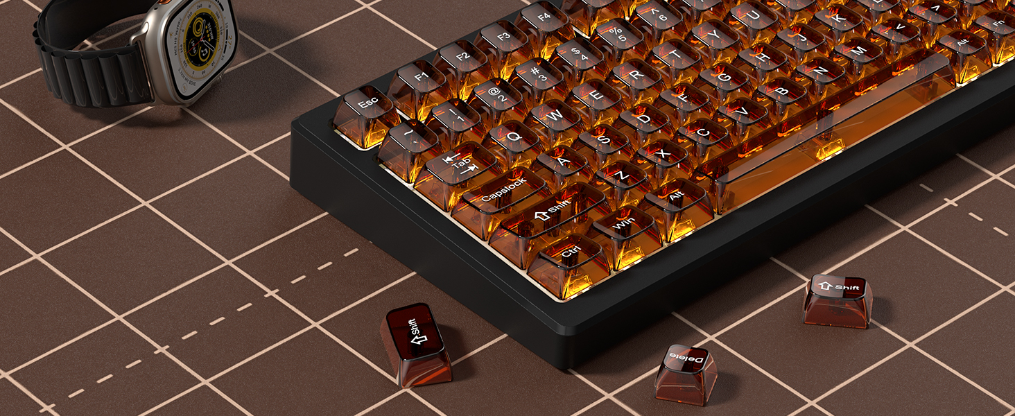 Womier 115 Keys Clear Retro Brown Transparent Keycaps Set MDA Profile ...