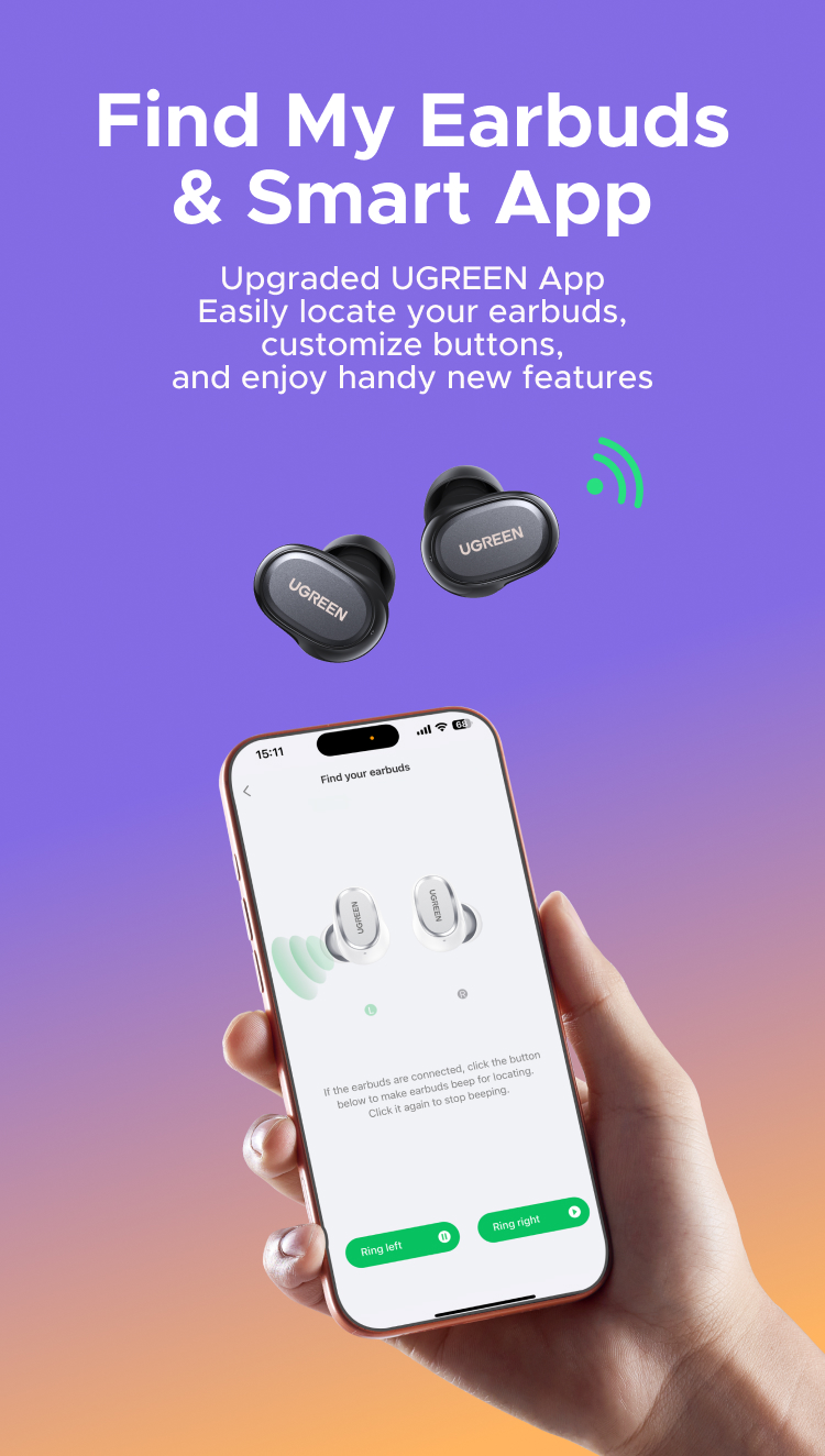 UGREEN Dots Wireless Earbuds Bluetooth 6.0 TWS Earphones 4-Mic Support ...