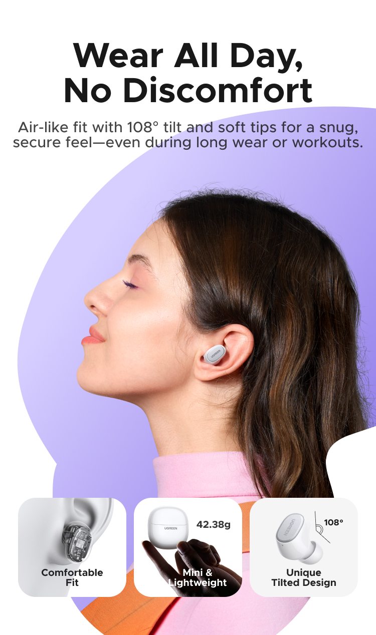 UGREEN Dots Wireless Earbuds Bluetooth 6.0 TWS Earphones 4-Mic Support ...