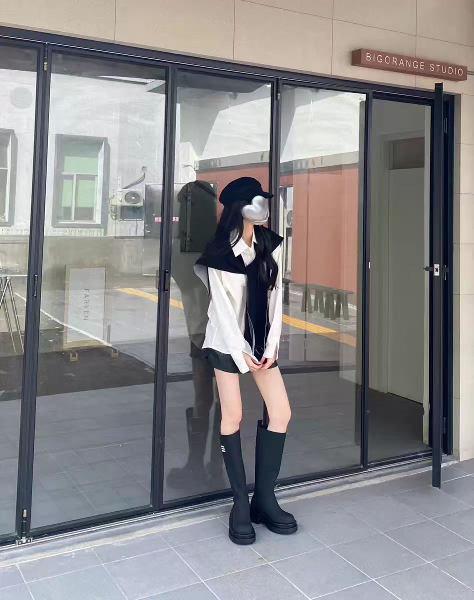 New Style Back Zipper Long Boots Women But Knee Thick Heel Thin Tall ...