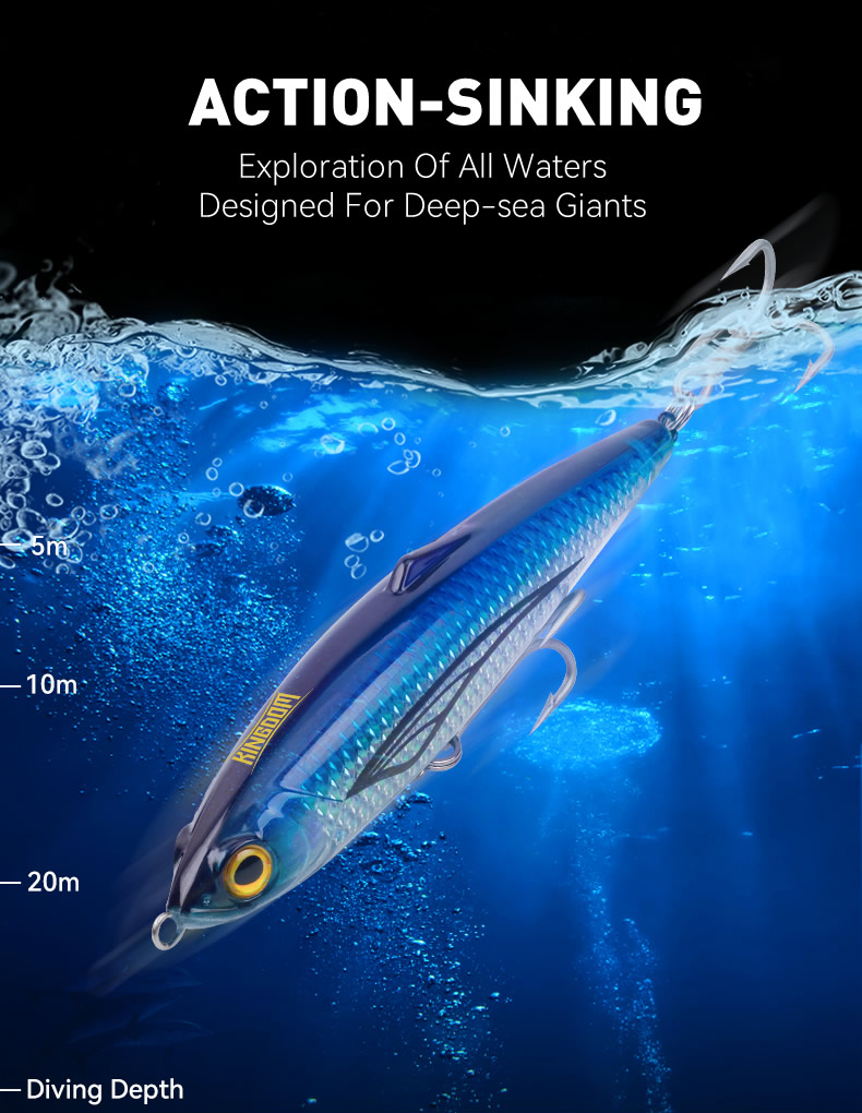 Kingdom Sea Fishing Lure Sinking Pencil 61g/120mm 66g/150mm ABS Lure ...