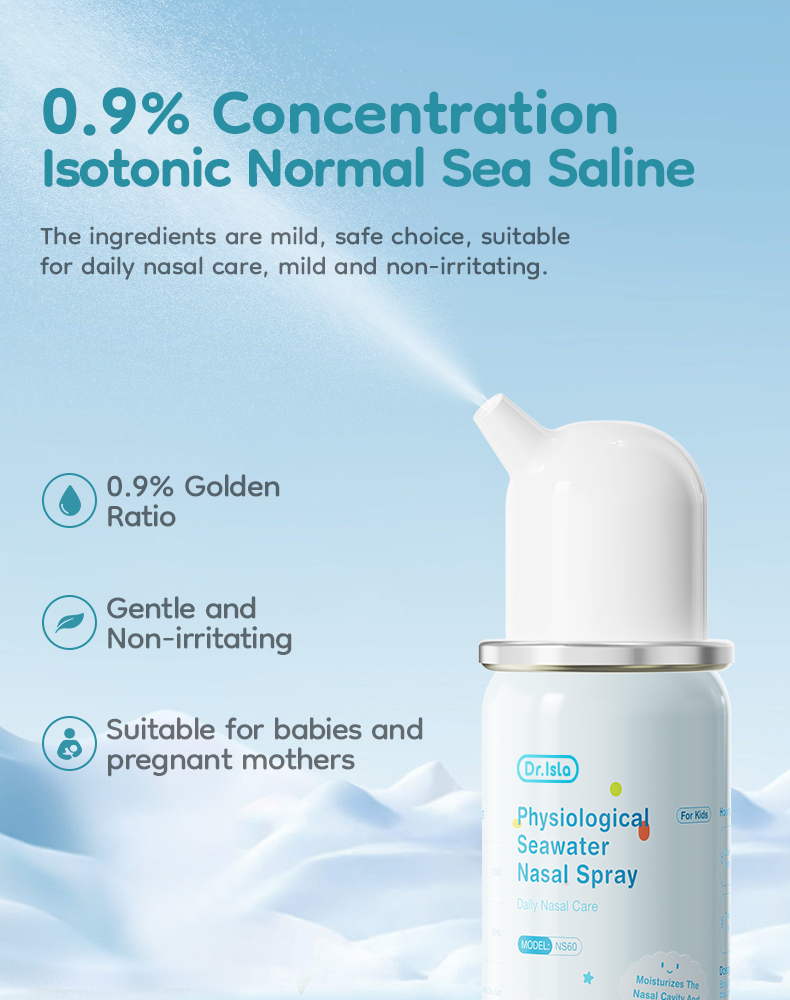 Dr.isla Saline Spray Children's Saline Spray 0.9% Isotonic Normal Sea Saline 60ml Gentle Non ...