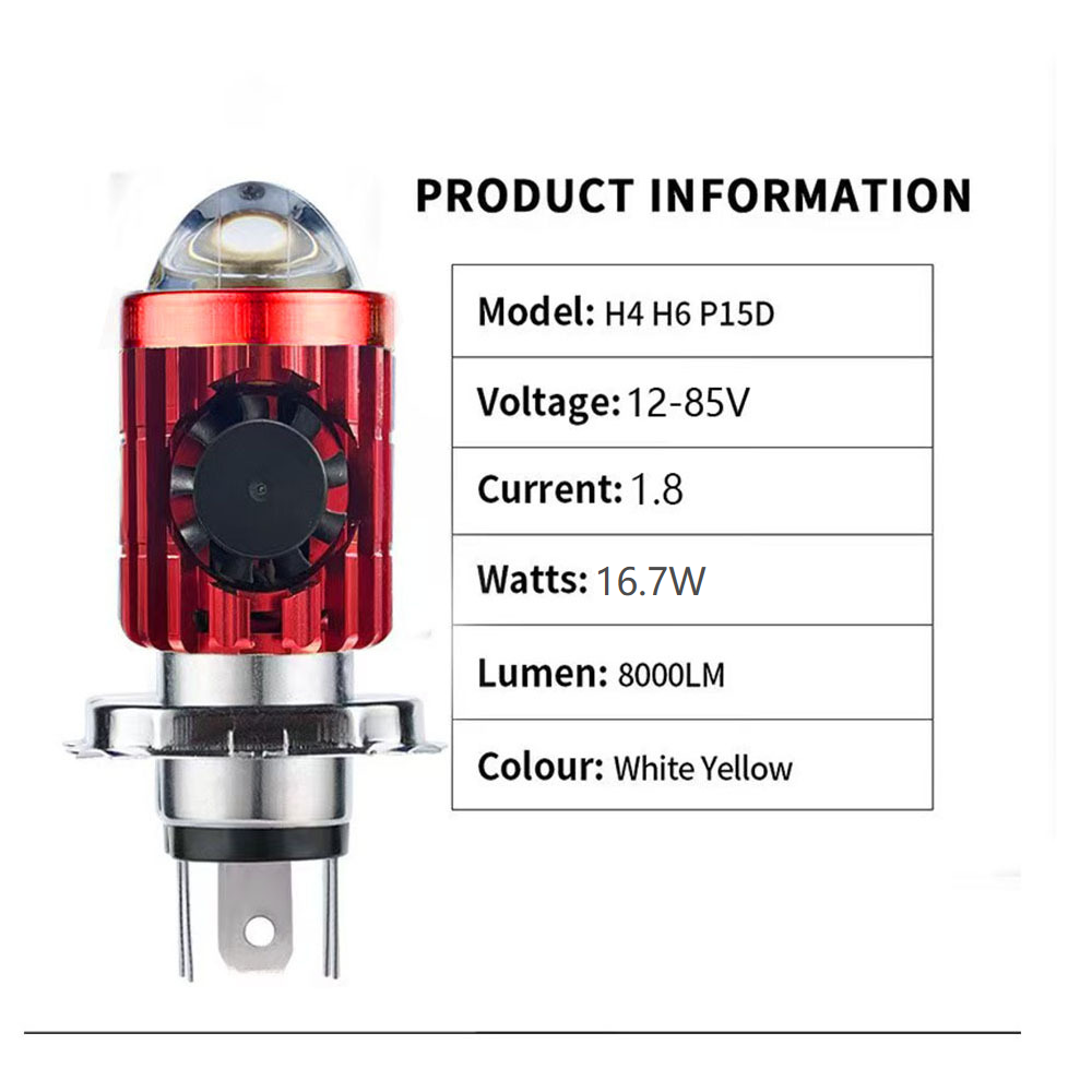 H4/H6 LED Motorcycle Headlight Bulb 8000LM 12V-80V Hi/Lo Beam CSP Lens ...