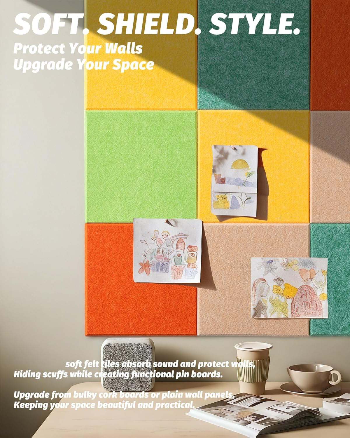 【As A Gift】Felt Wall Tiles | Large Cork Board Alternative | Aesthetic ...
