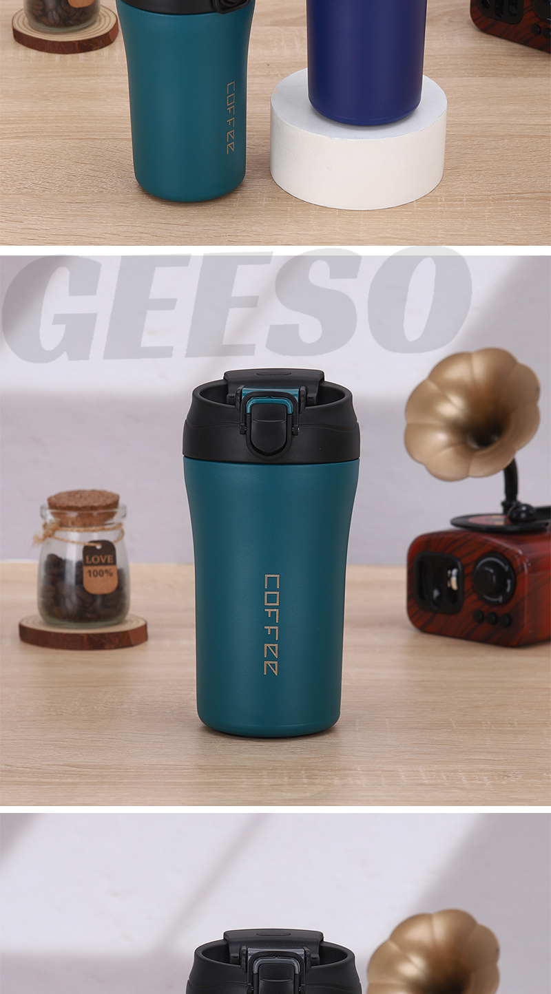 GEESO 2 IN 1 Insulated Tumbler Coffee Mug Thermos Vacuum Hot Flask Cup ...